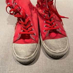 Balenciaga | Shoes | Balenciaga Mens Paris High Top Sneakers Red White ...